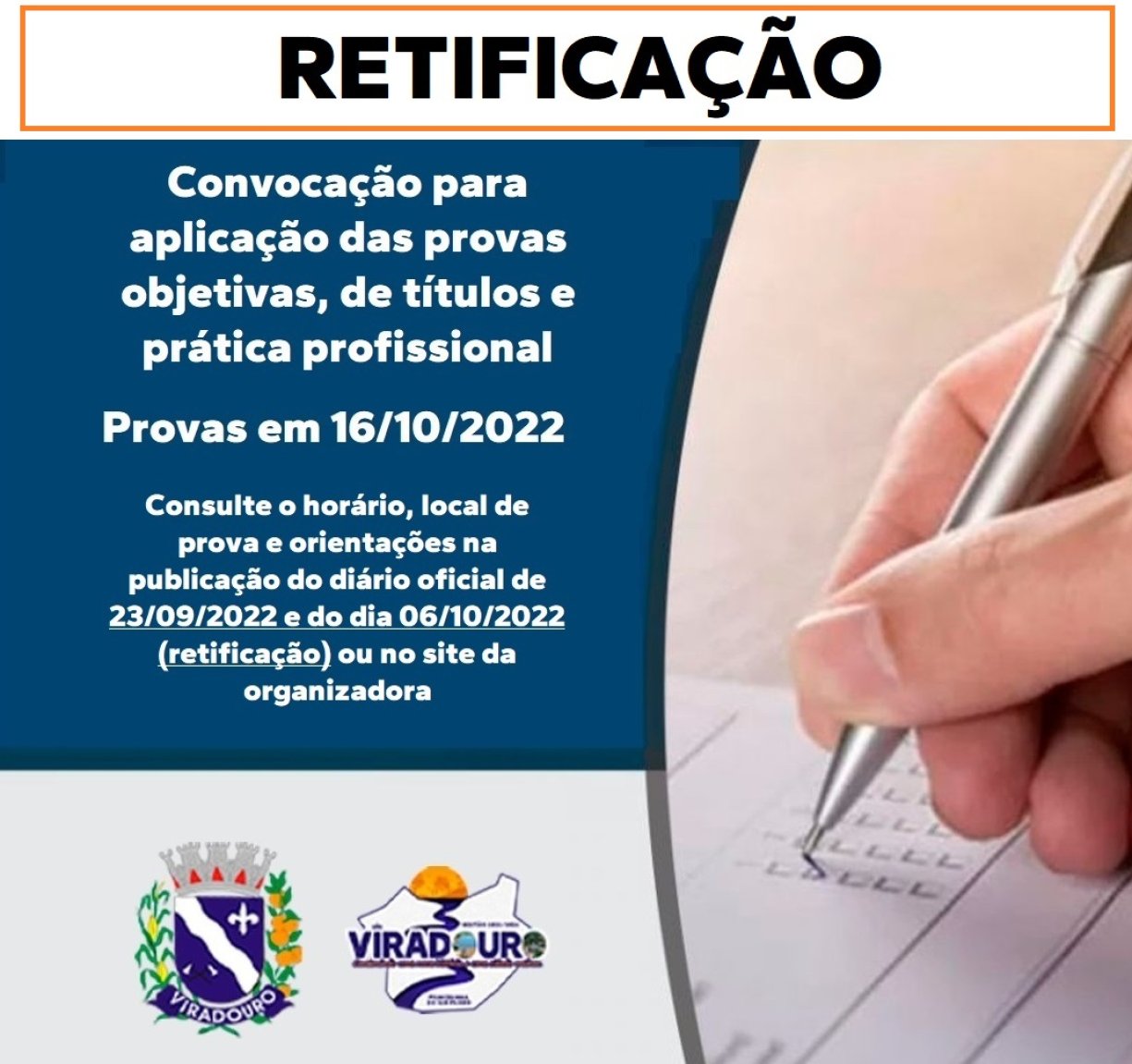 CONCURSO PÚBLICO 001/2022 – RETIFICAÇÃO da Convocação da prova objetiva ...